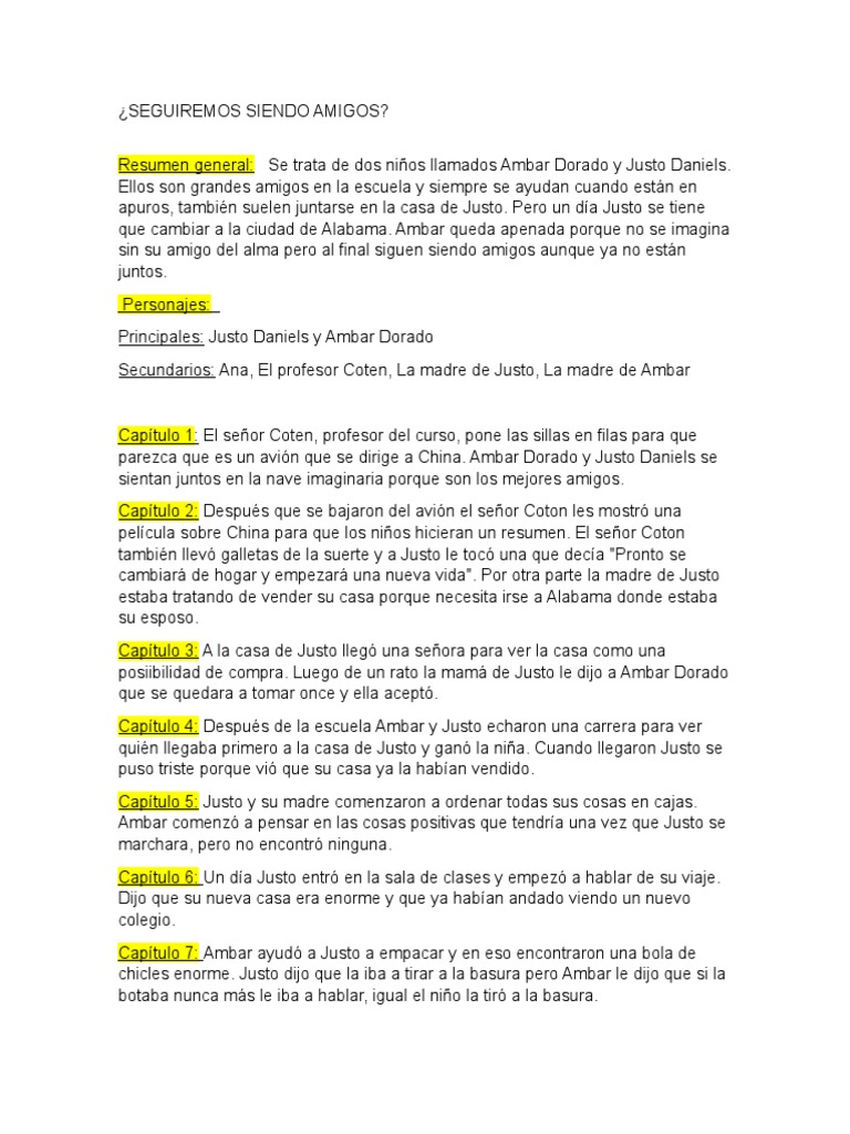 Seguiremos Siendo Amigos Resumen | PDF