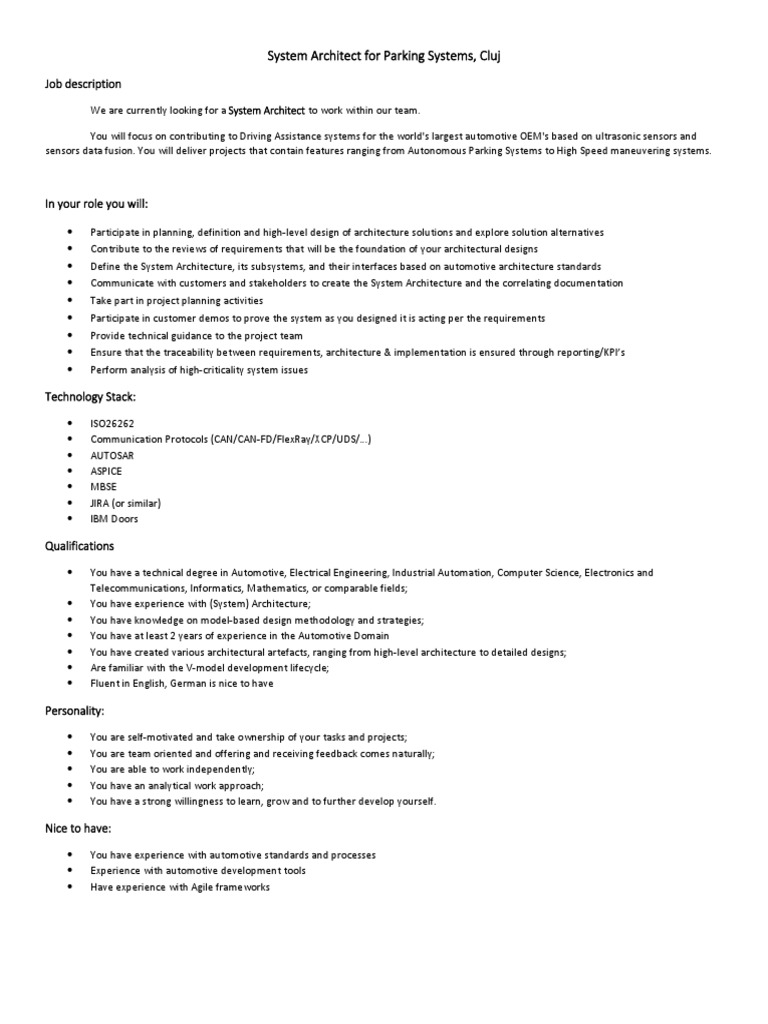 BOSCH SYS ARCH Job | PDF | Computer Science | System