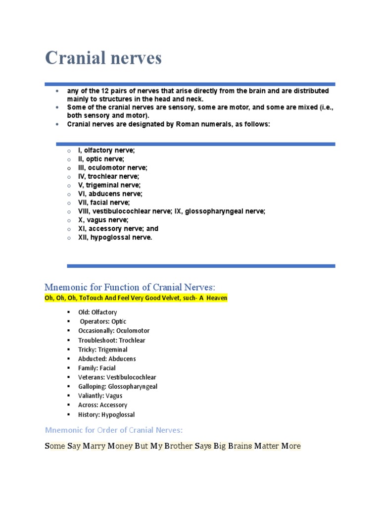 Cranial Nerves | PDF | Neuroscience | Human Anatomy