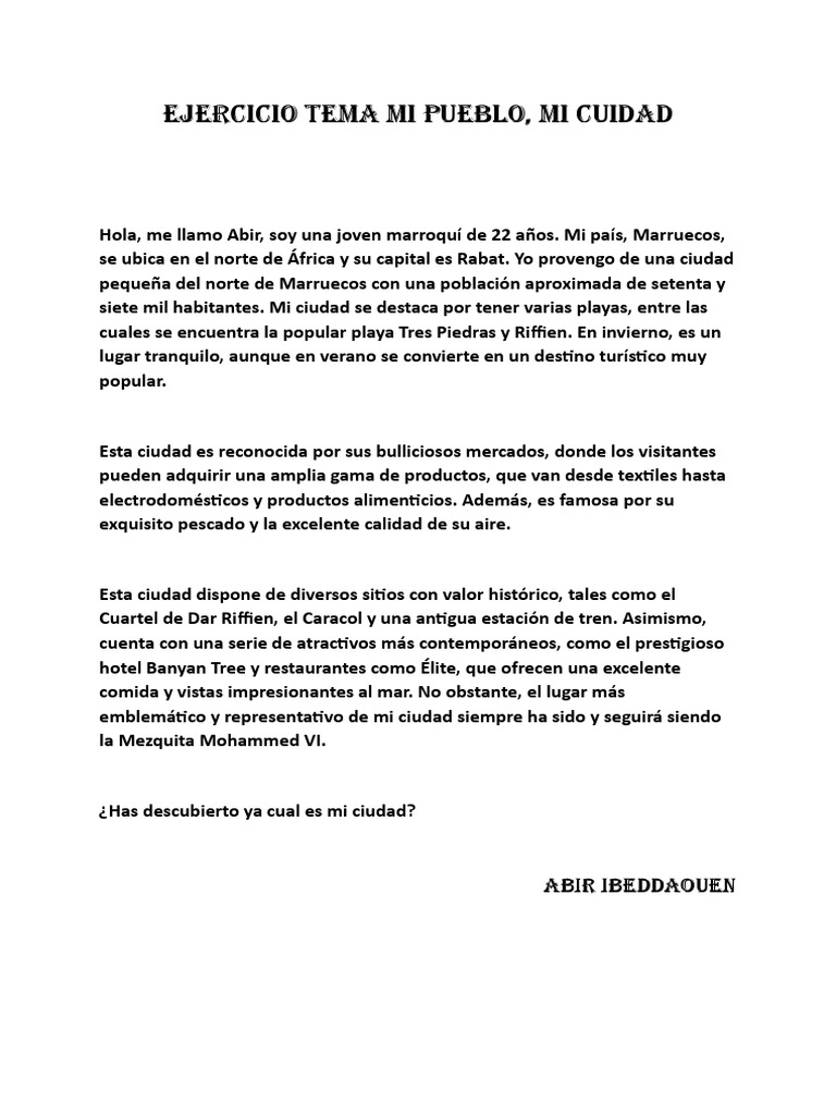 Ejercicio mi pueblo | PDF