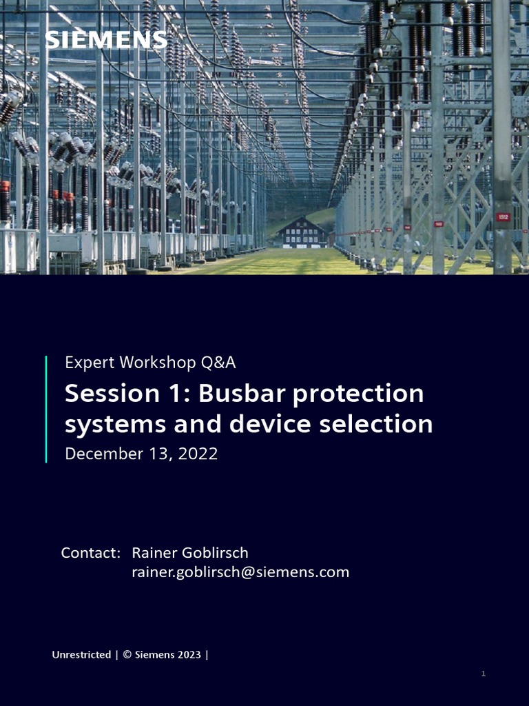Session 1- Busbar protection systems and device selection | PDF ...