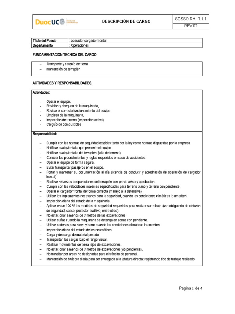 Descriptor de Cargo Max | PDF | Licencia de conducir