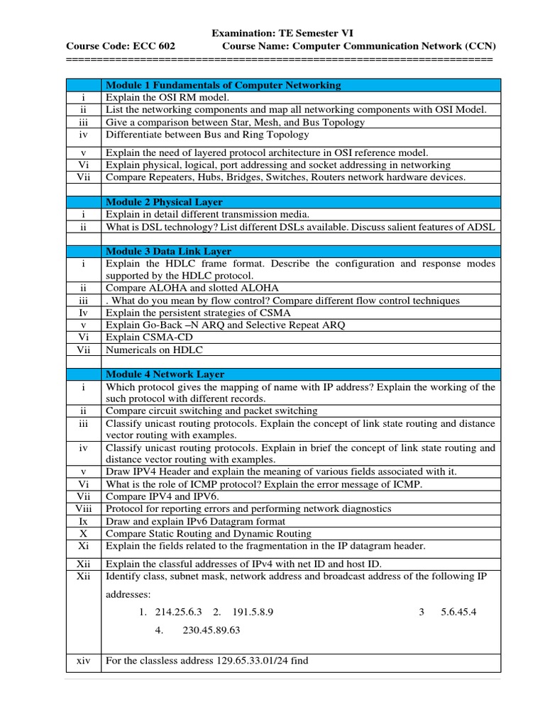 Student Reference Question Bank PDF | PDF | Computer Network | Internet Protocols
