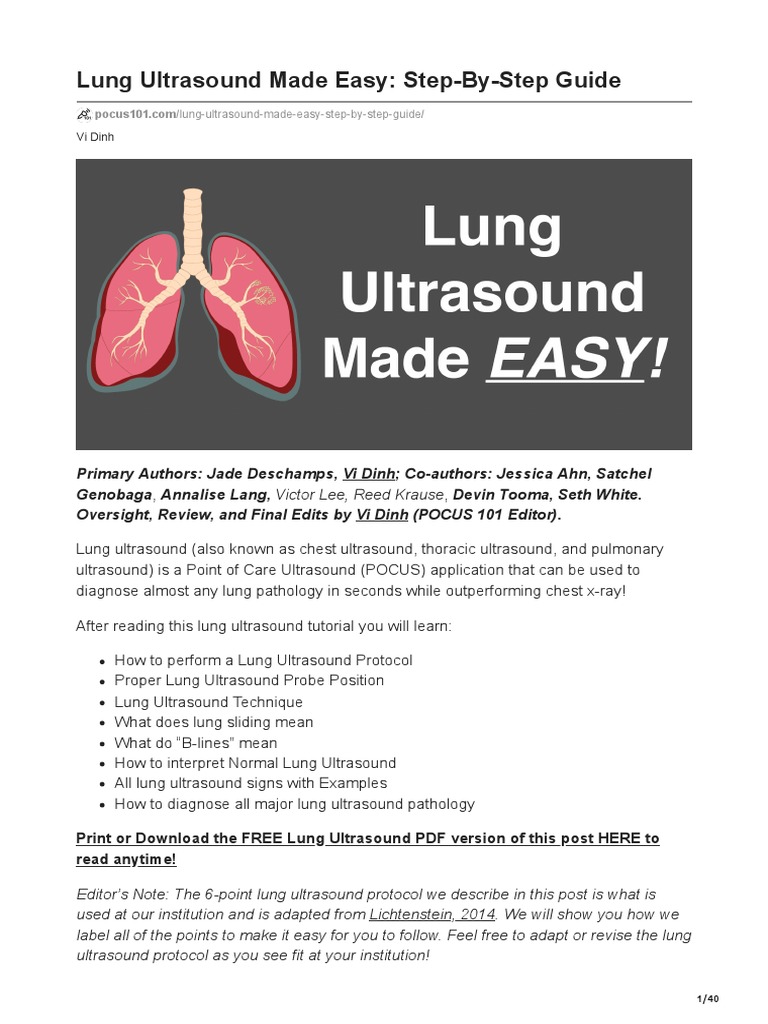 Lung Ultrasound Protocol Simplified | PDF | Respiratory Diseases ...
