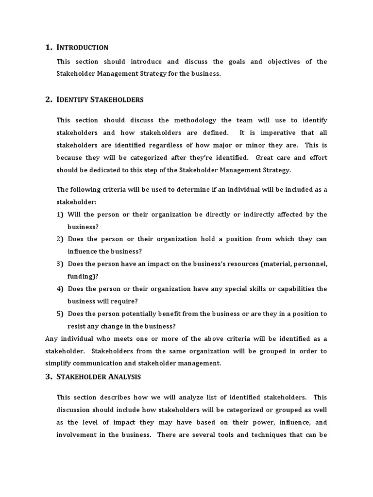 key elements of Stakeholders management strategy | PDF | Methodology ...