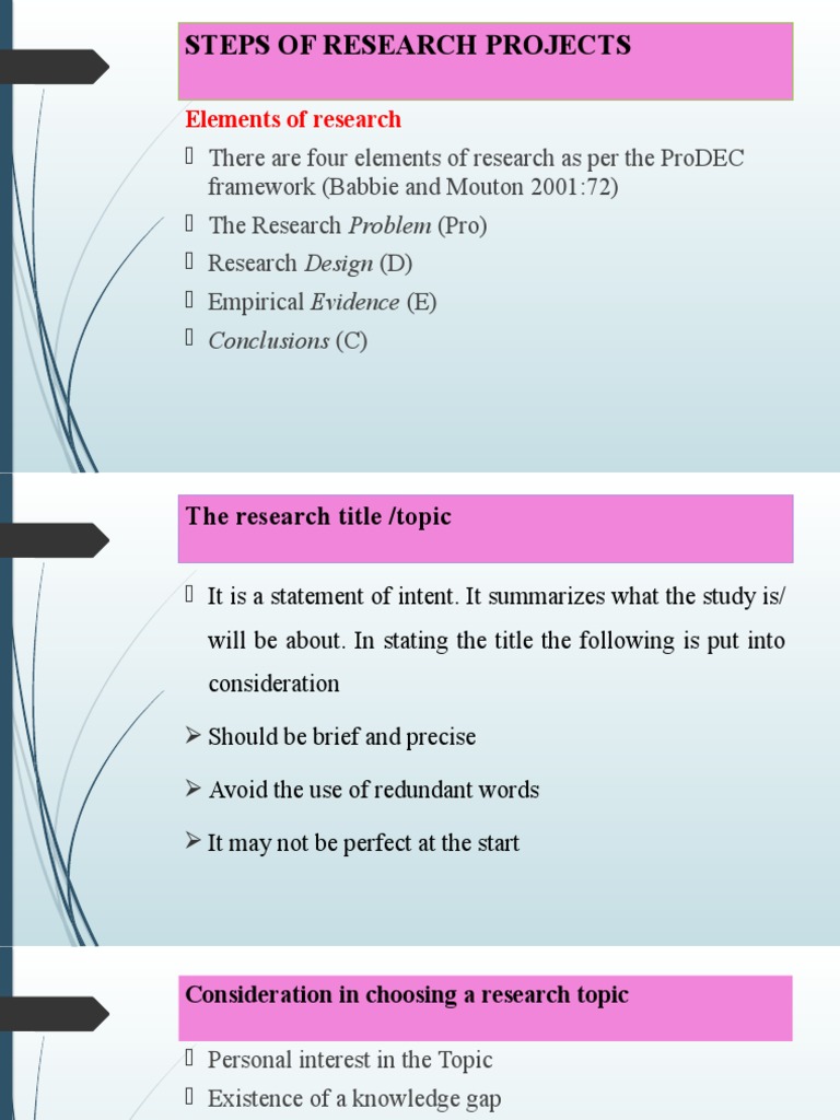 Steps of Research Projects PP | PDF | Hypothesis | Observation