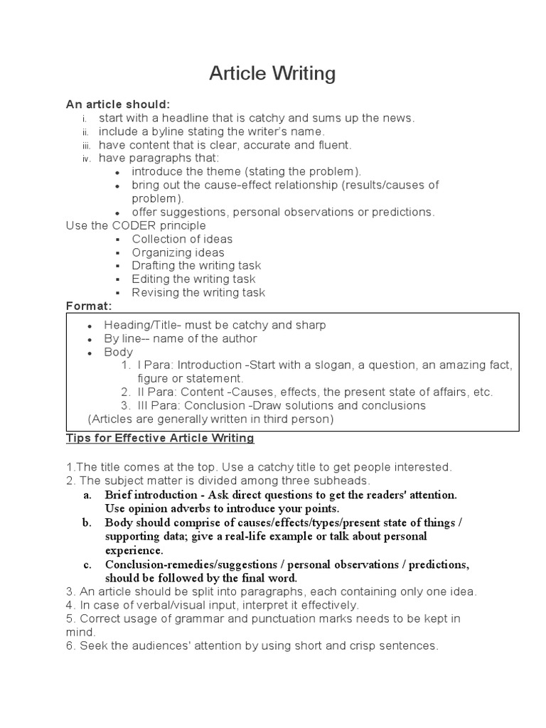 Article Writing Class 8 | Download Free PDF | Climate Change | Sea ...