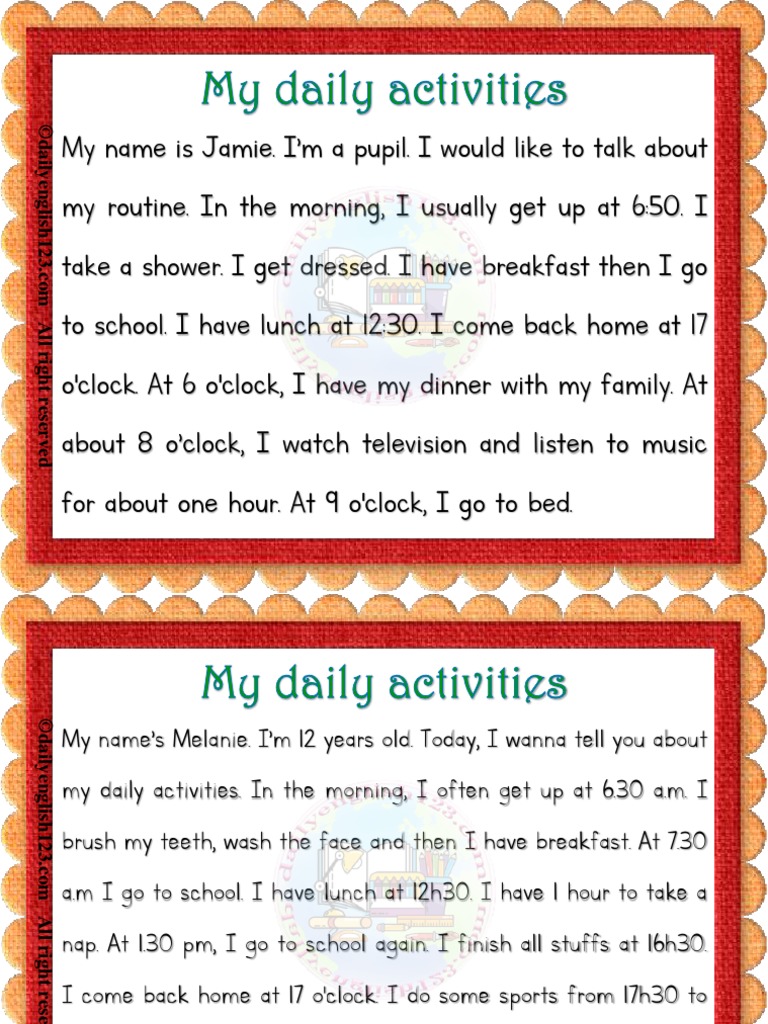 My Daily Activities and Routines | PDF
