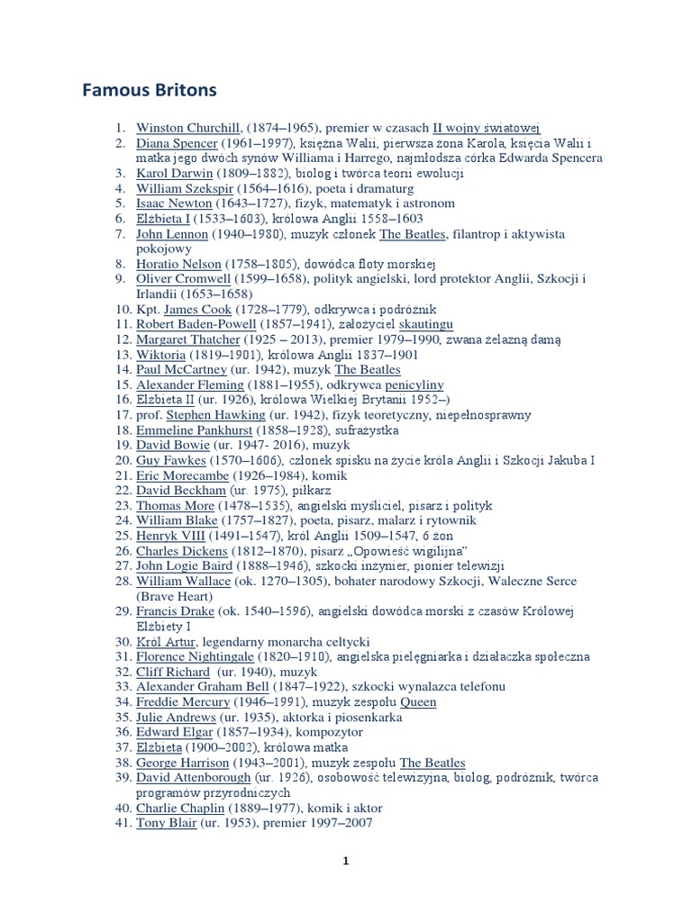 Famous Britons | PDF