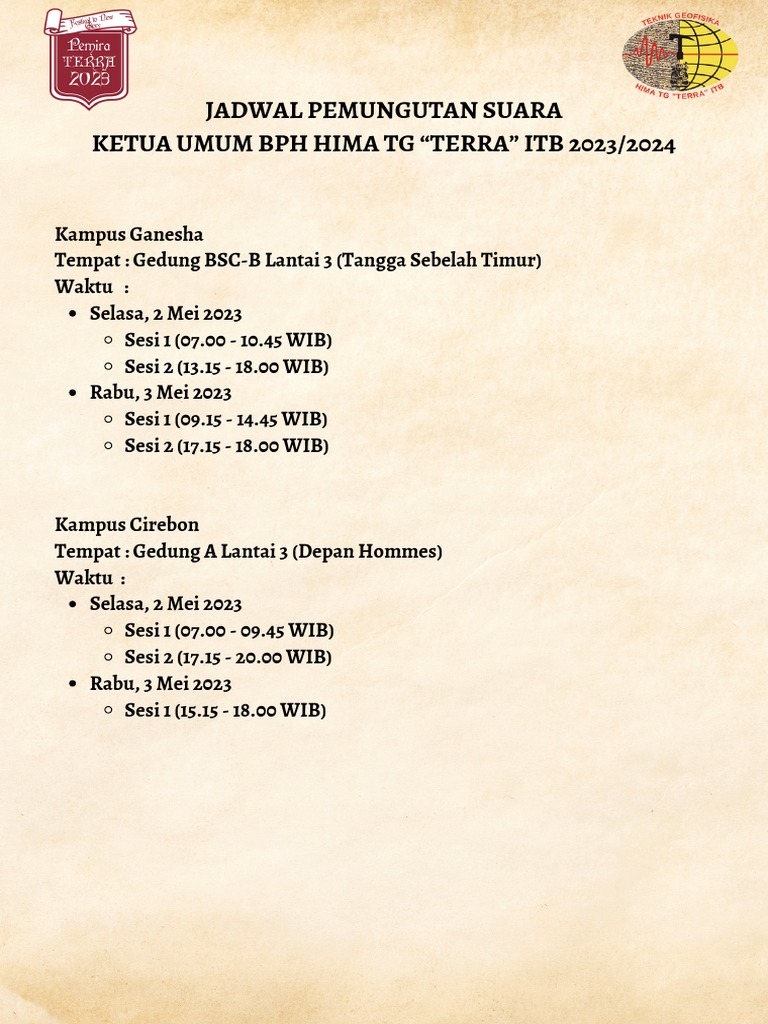 Jadwal dan Prosedur Pemungutan Suara ITB | PDF