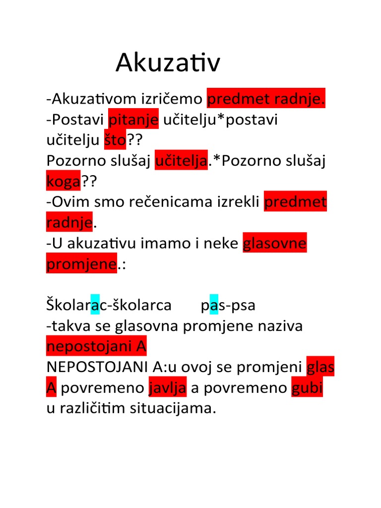 Akuzativ I Vokativ | PDF