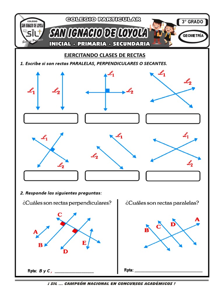 Hoja De Trabajo Para Identificar Líneas Paralelas Y Perpendiculares