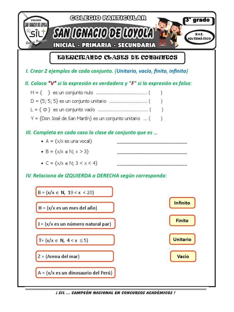 Clases de Conjuntos-Actividades | PDF