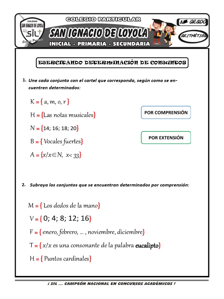 Determinación de Conjuntos - Actividades | PDF
