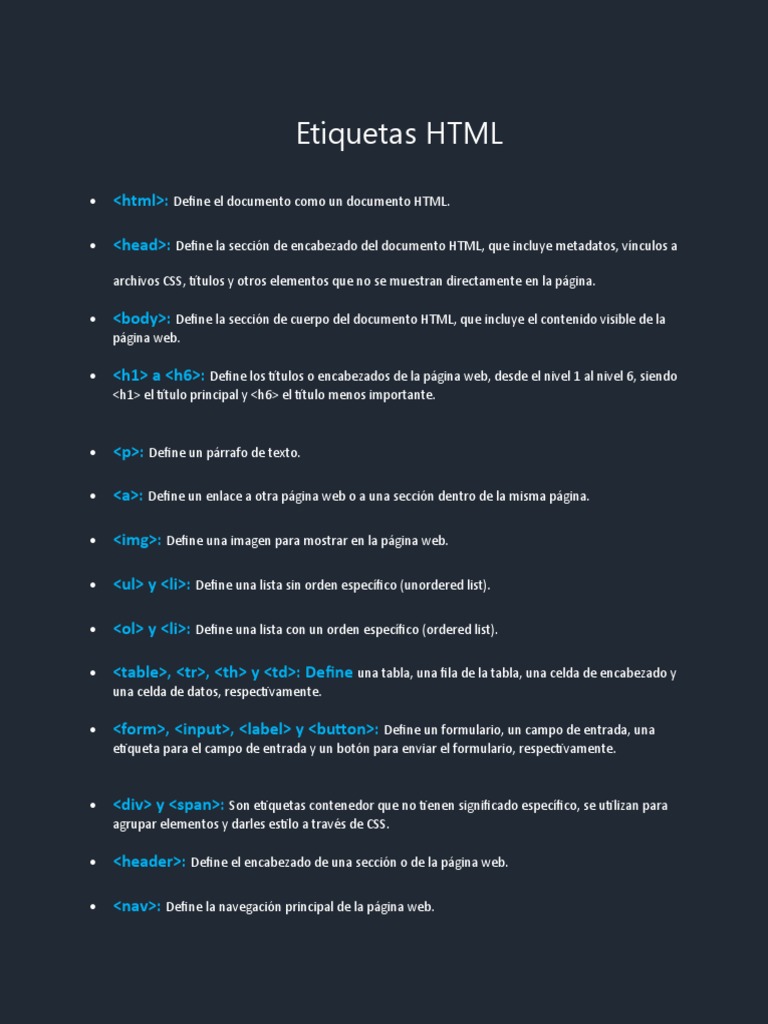 Etiquetas HTML | PDF | Página web | HTML