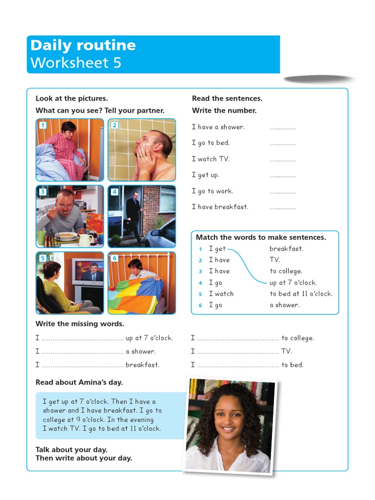 Daily Routine - Pictures and Questions PDF | PDF