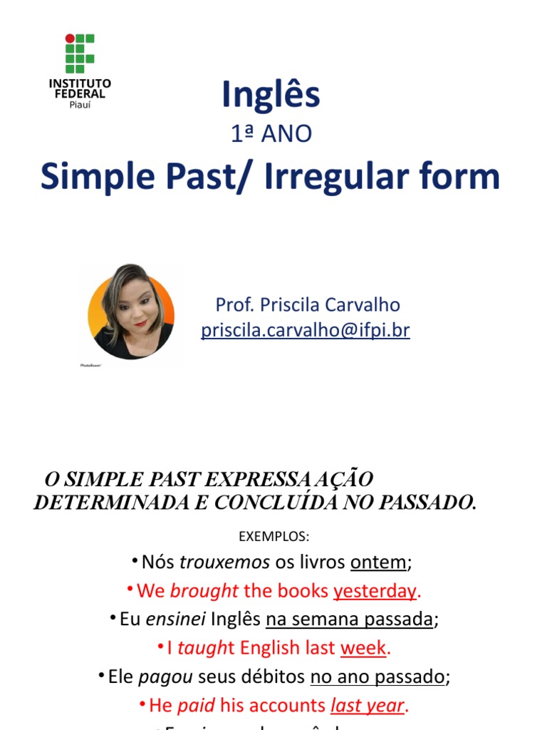 Simple Past Irregular Verbs Pdf Linguística Gramática