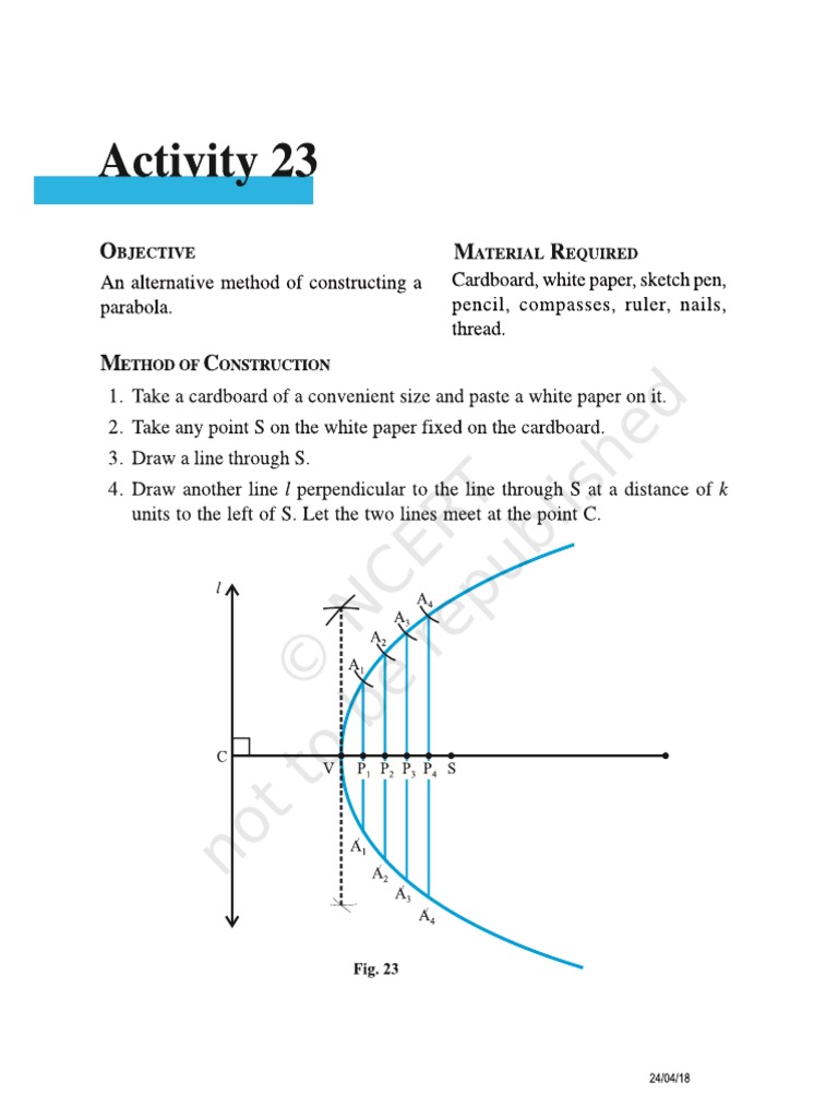 Journal Activity 8 - XI - Math - Constructing A Parabola | PDF