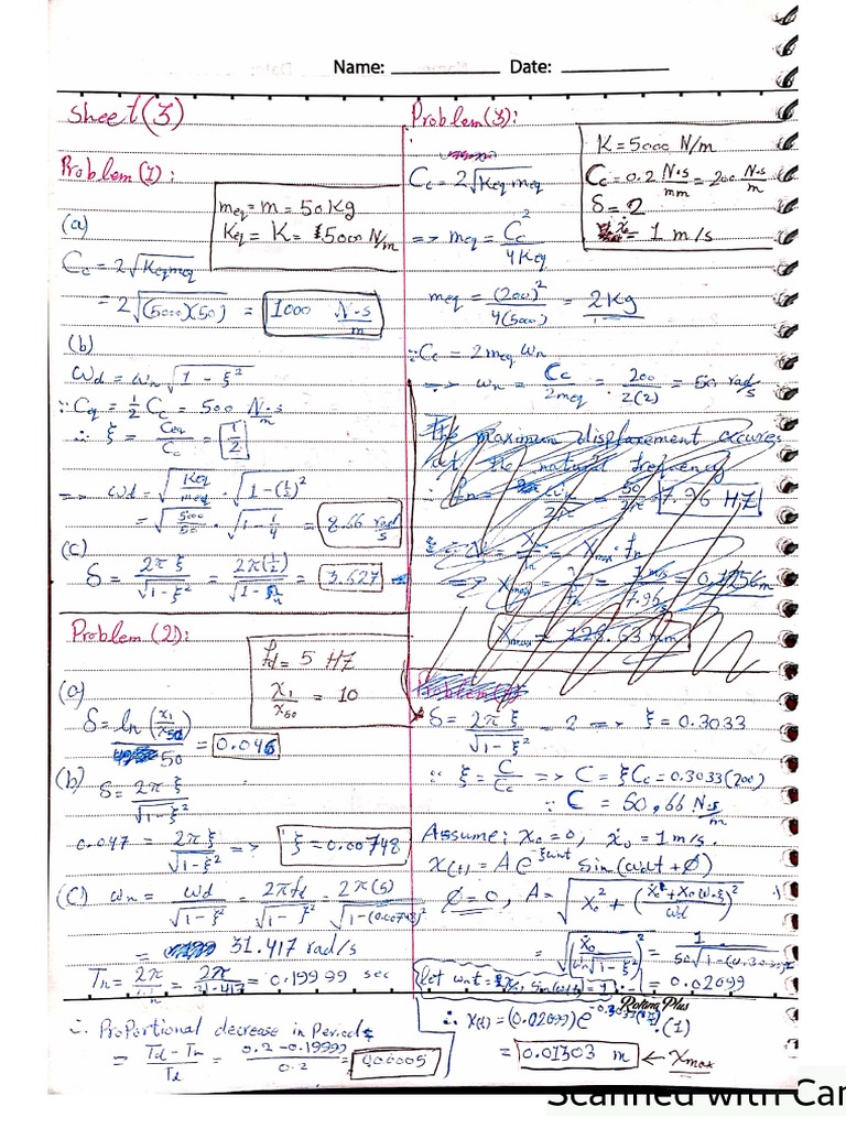 Vibration - Sheet 3 PDF | PDF