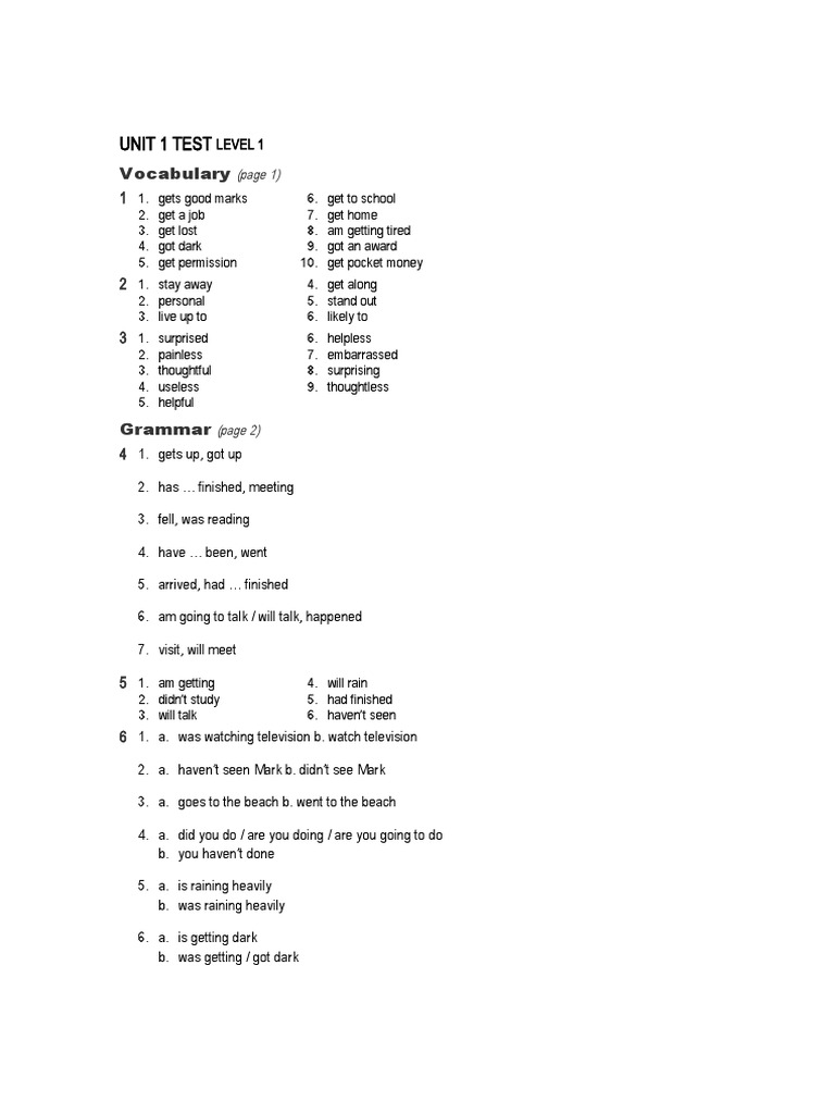 Unit 1 Self Test Answers Pdf