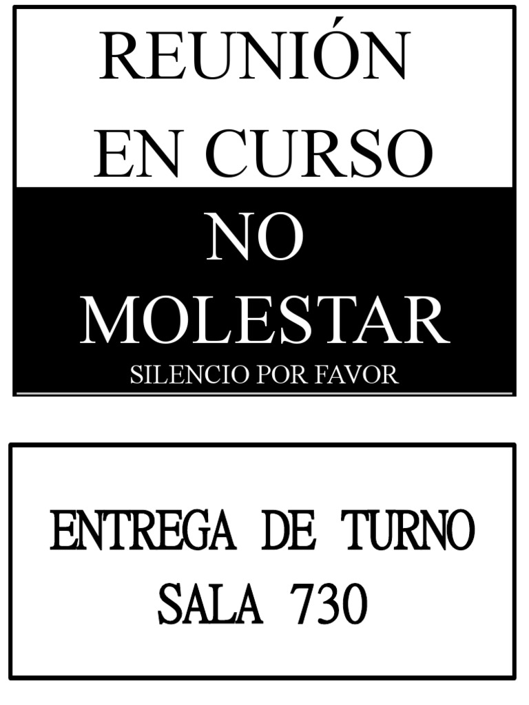 Letrero: Reunión en Curso, No Molestar | PDF