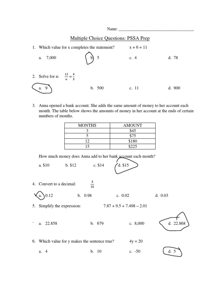 Bradley Myers - PSSA PREP.pdf | PDF | Mathematics
