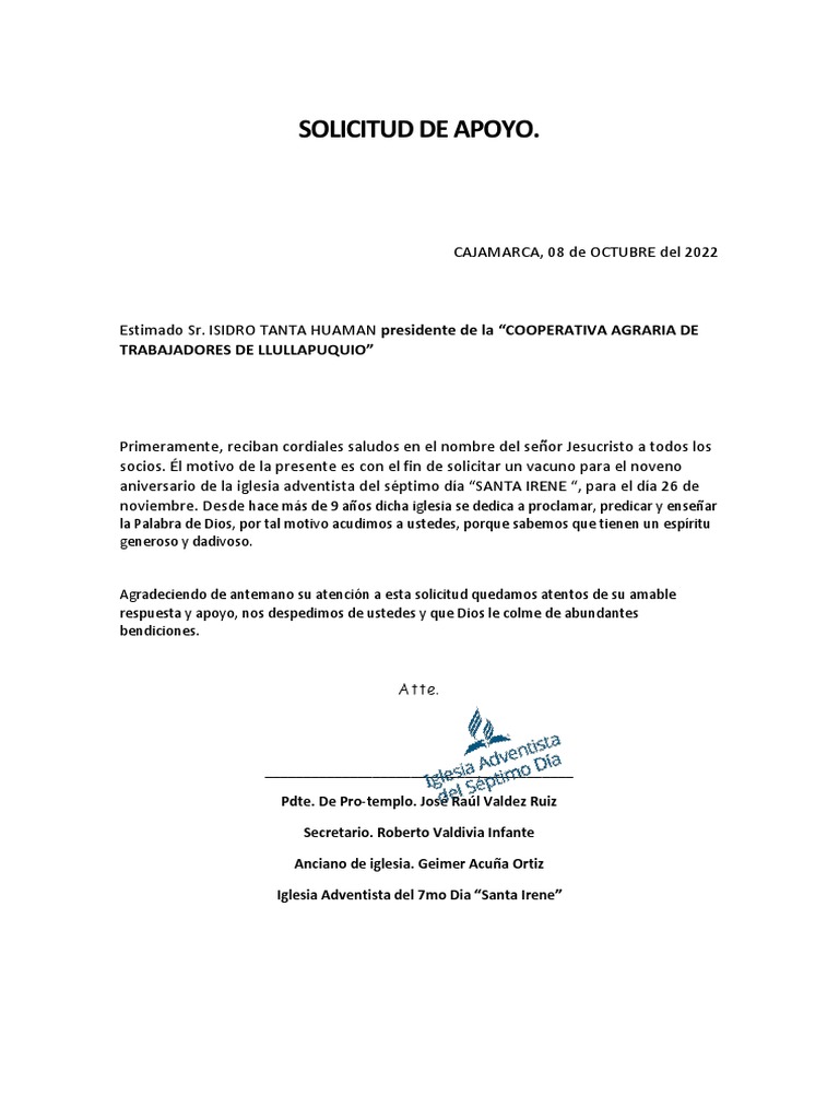 Solicitud de Apoyo 9 | PDF