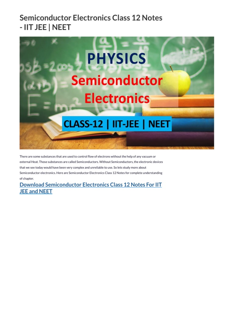 Semiconductor Electronics Class 12 Notes - IIT JEE - NEET PDF ...