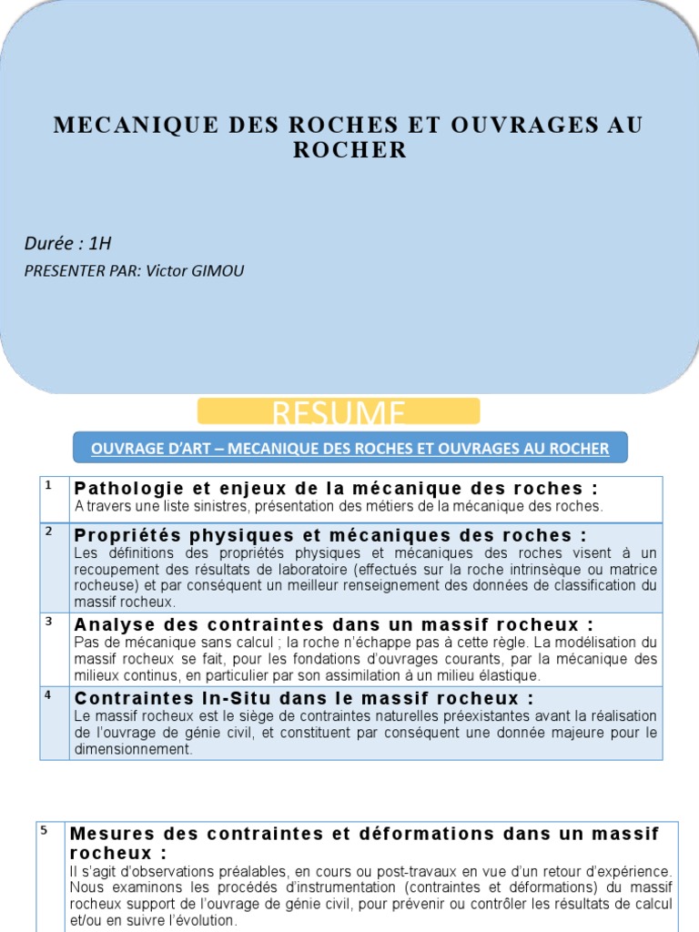 Mécanique des Roches et Ouvrages | PDF | Matériaux | Mécanique du solide