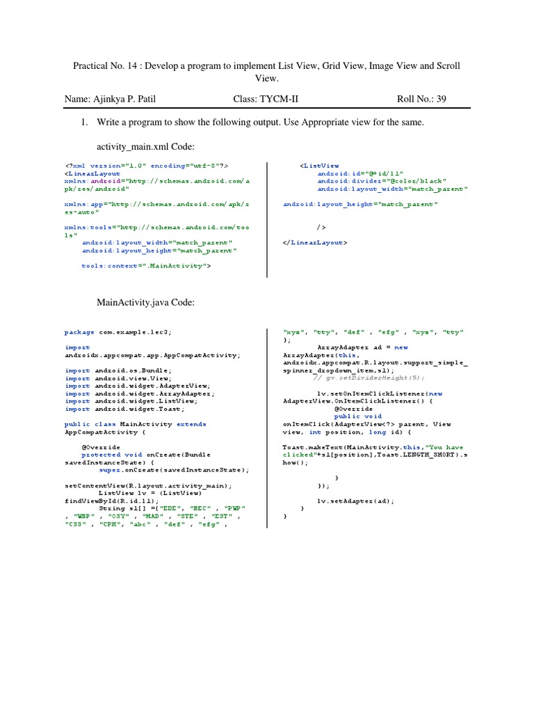 Practical 14 - 1 PDF | PDF | Android (Operating System) | Information Technology Management