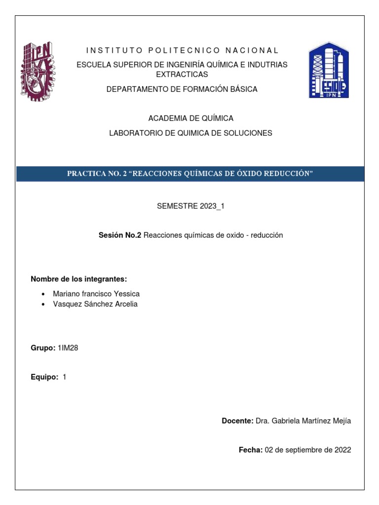Análisis De Una Práctica De Laboratorio Sobre Reacciones De óxido