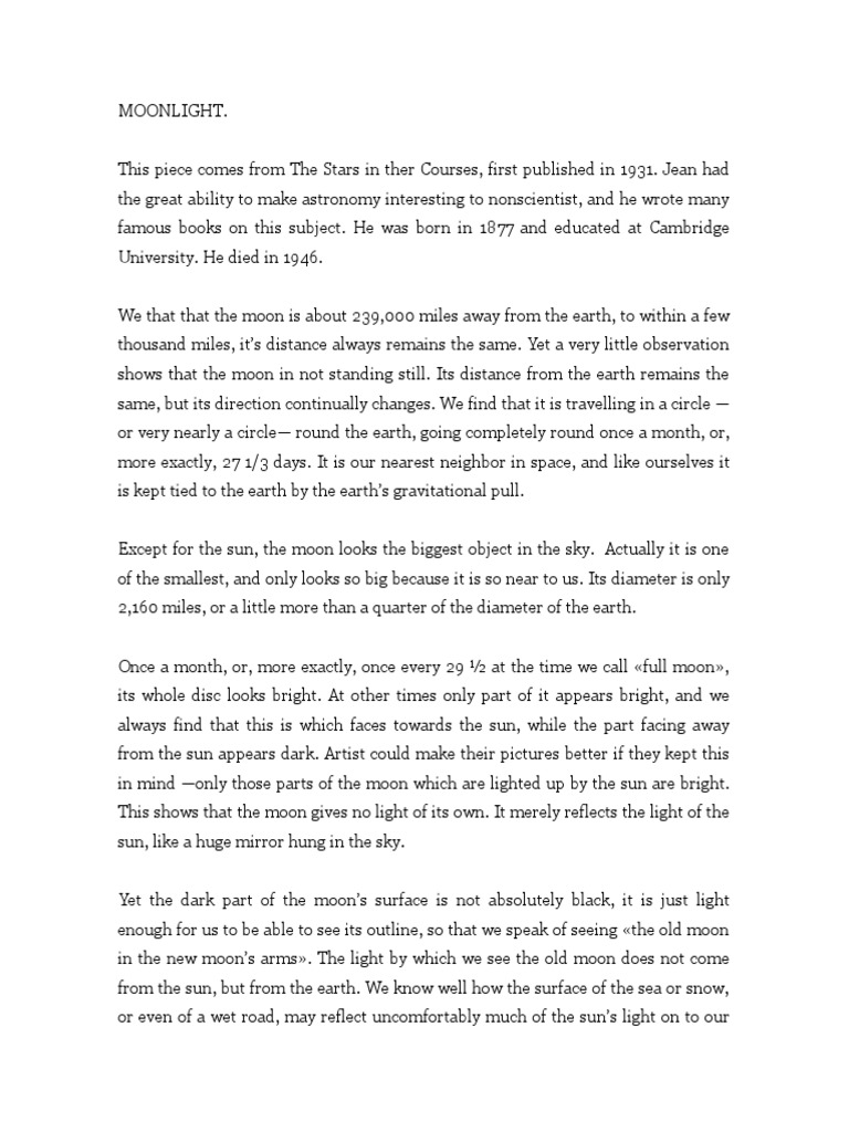 Moonlight. | PDF | Moon | Earth