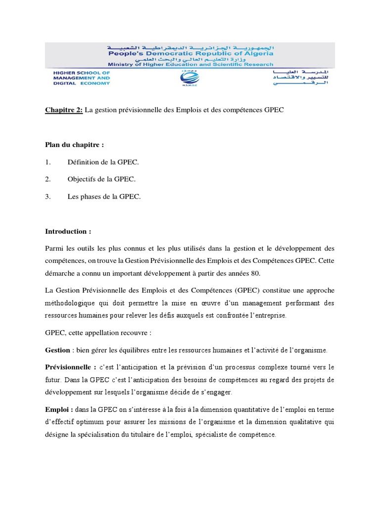 GPEC : Définition et Objectifs Clés | PDF | Gestion des ressources ...