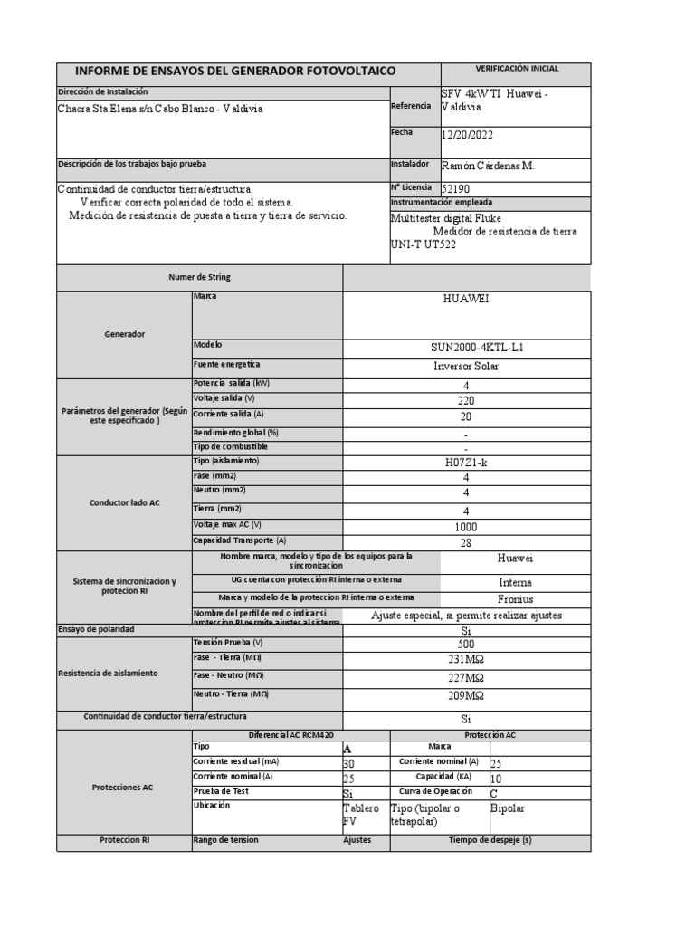 Informe de Ensayos y Mediciones Del Generador | PDF
