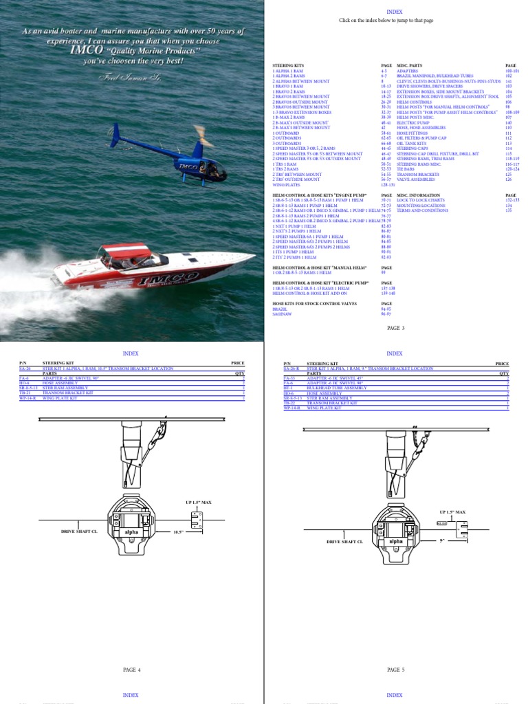 IMCO Marine Steering Kits Catalogue | PDF | Motor Vehicle | Equipment
