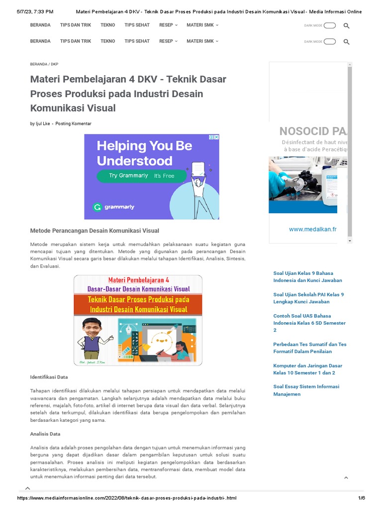 Materi Pembelajaran 4 Dkv Teknik Dasar Proses Produksi Pada Industri