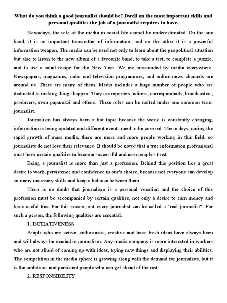 What Makes A Good Journalist | PDF | Journalism | Mass Media
