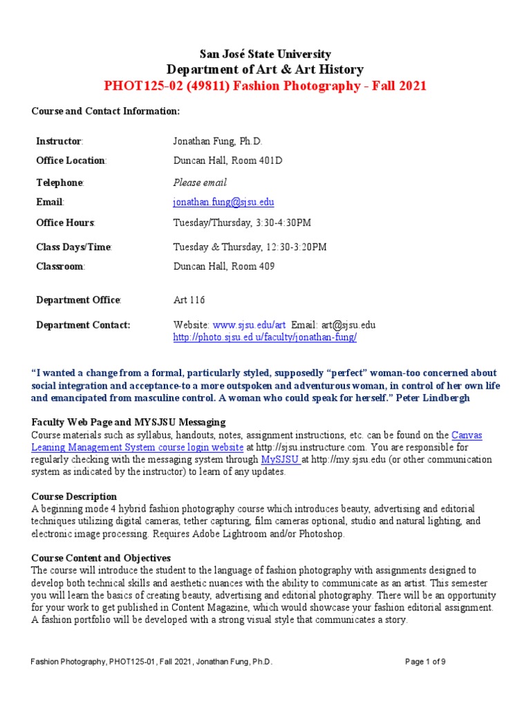 PHOT 125 02 Fung Jonathan-Fall 2021 | PDF | Fashion | Camera