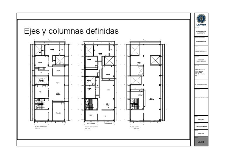 Ejes y Columnas en Planos Arquitectónicos | PDF