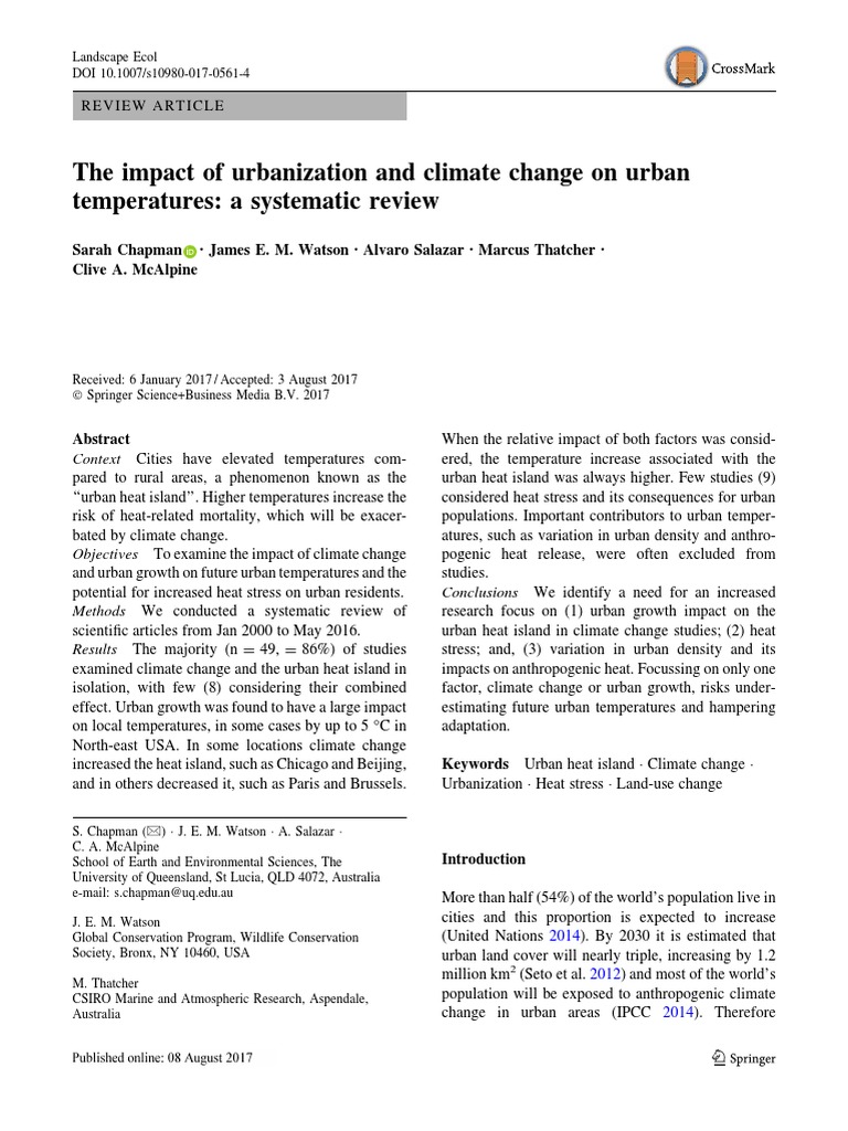 The Impact of Urbanization and Climate Change On Urban Temperatures: A ...
