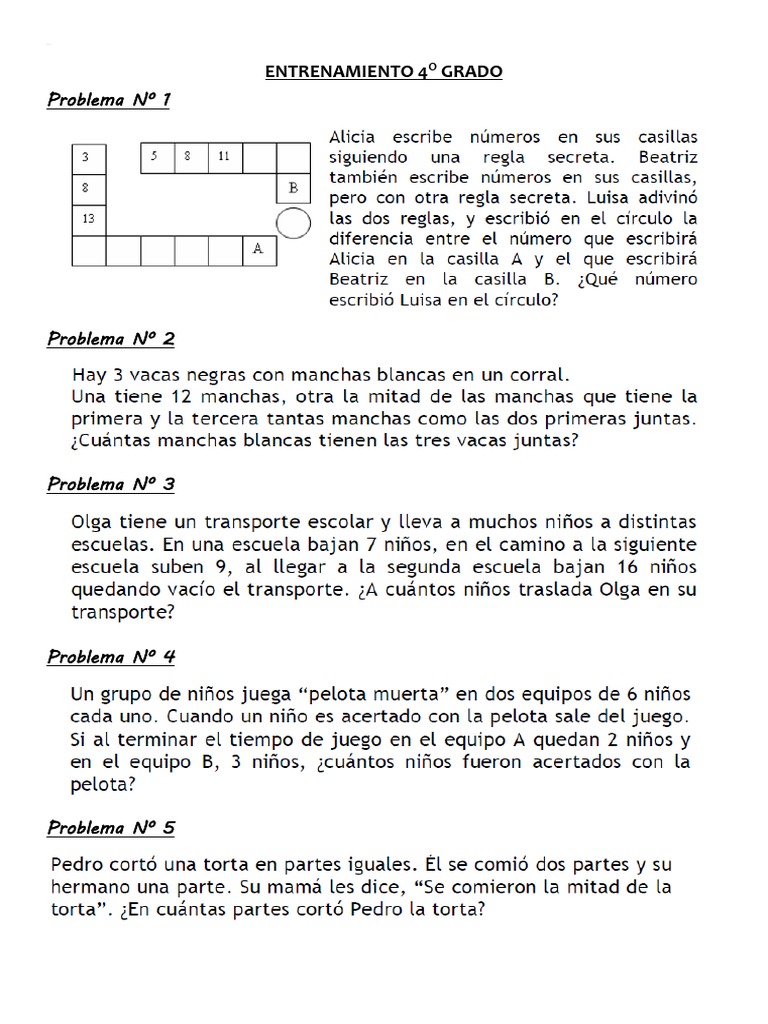 Ejercicios de Matemáticas 4° y 5° Grado | PDF