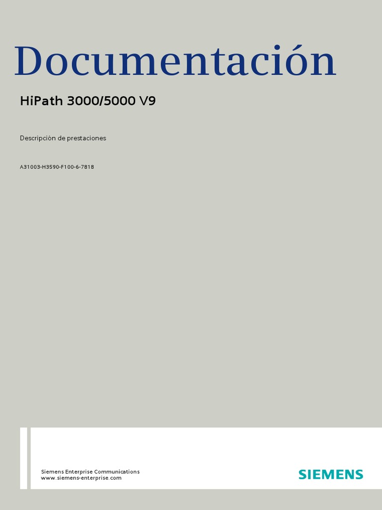 HiPath 3000 - 5000 V9, Descripci-N de Prestaciones, Edici-N 6 PDF | PDF | Voz sobre IP | Red ...