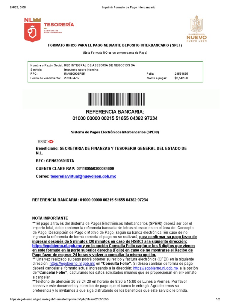 Recibo Isn | PDF | Bancos | Industrias de servicio