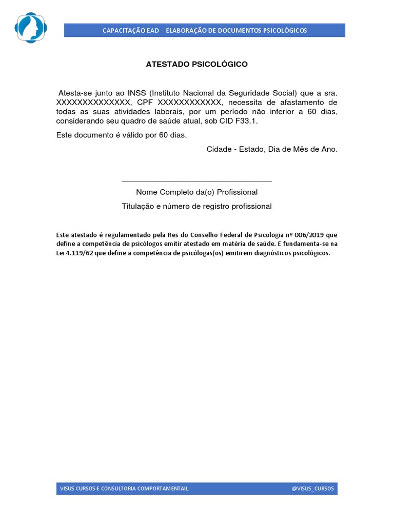 Atestado Mod para o Inss PDF | PDF