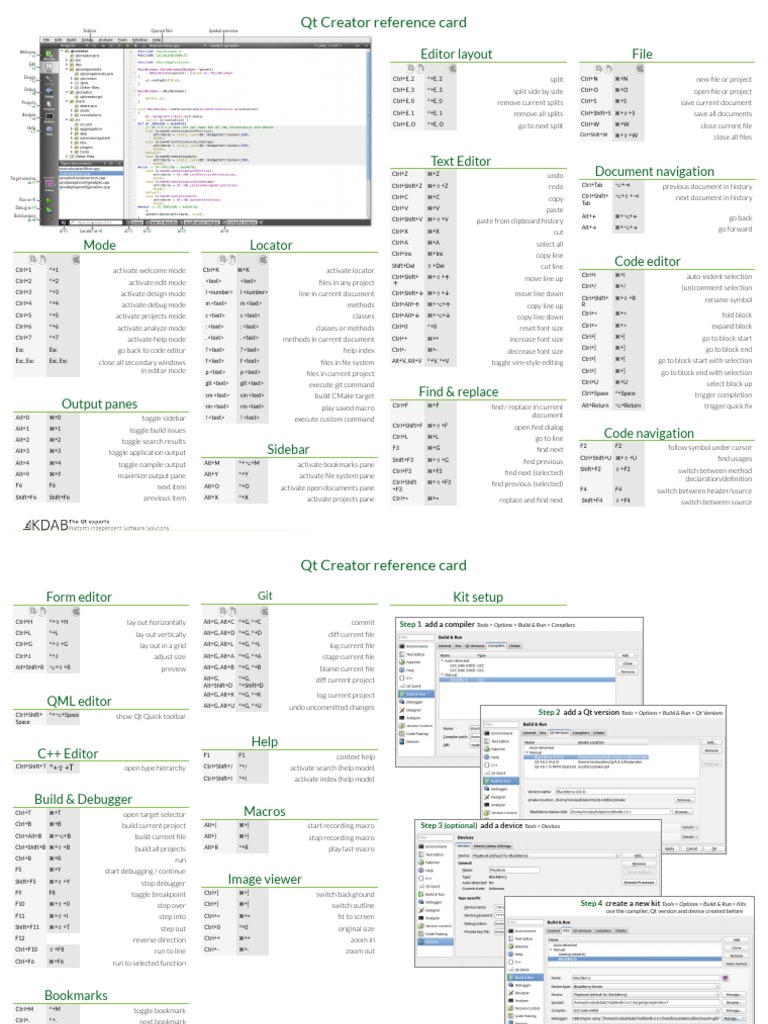Qt Creator Keyboard Shortcuts Guide | PDF