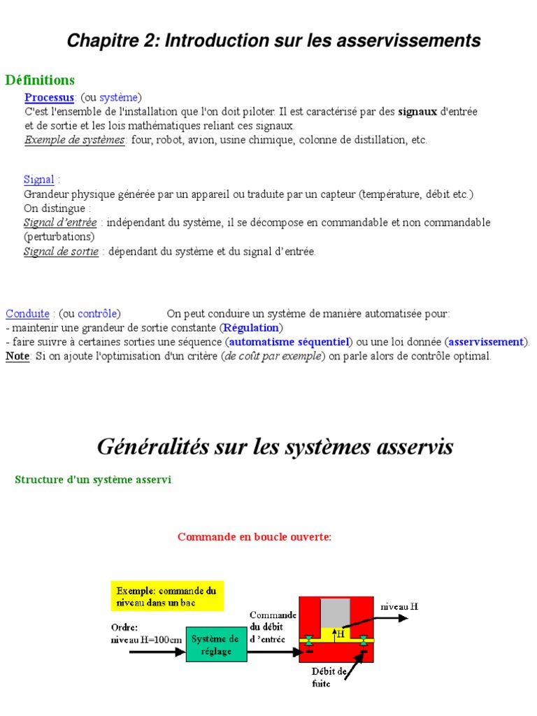Introduction aux Systèmes Asservis | PDF | Automatisation | Sciences ...