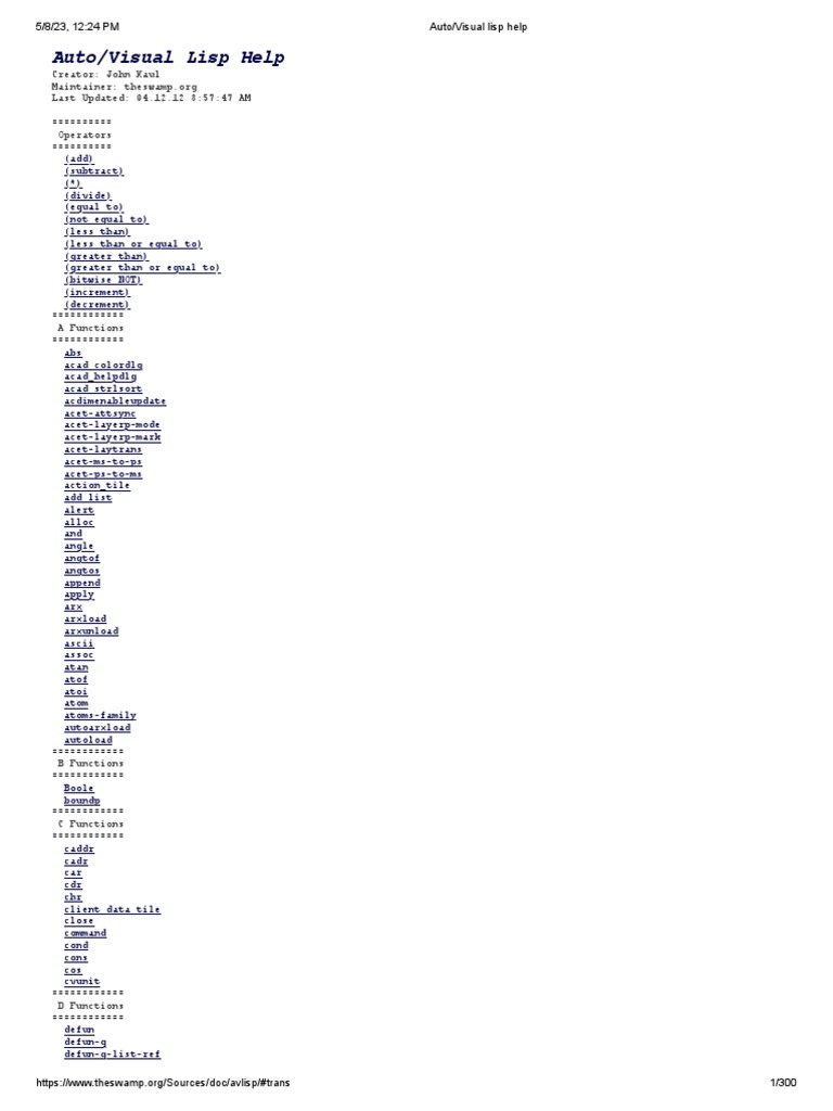 Auto - Visual Lisp Help PDF | PDF Auto - Visual Lisp Help PDF | PDF