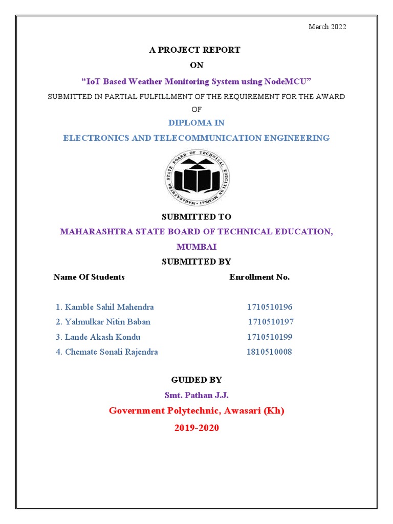 Weather Monitoring System Using NodeMCU | PDF