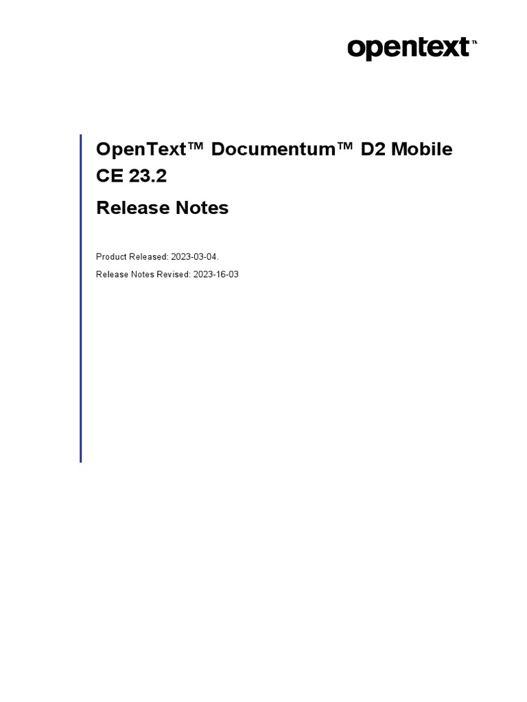 Documentum - D2 - Mobile CE - 23.2 - Release - Notes PDF | PDF | Mobile ...