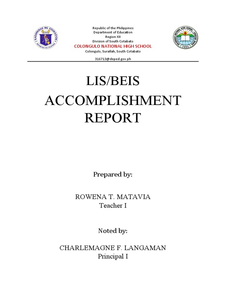 LIS Accomplishment Report 2 | PDF
